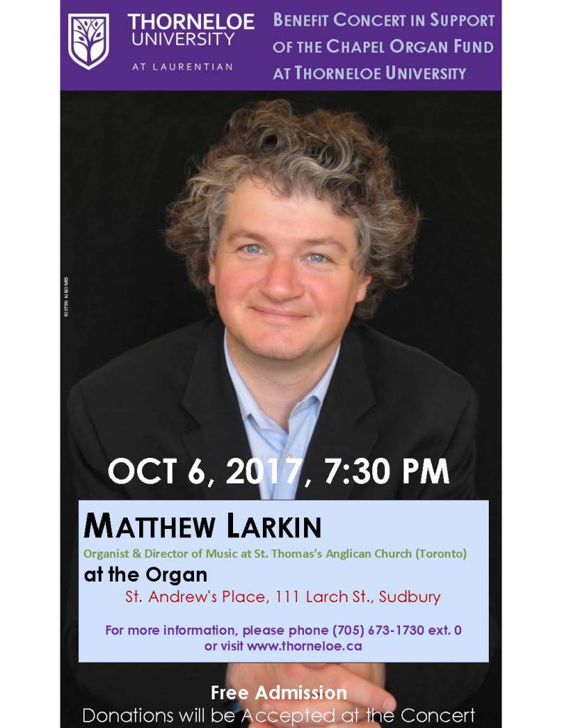 Organ Recital with Matthew Larkin - Thorneloe University